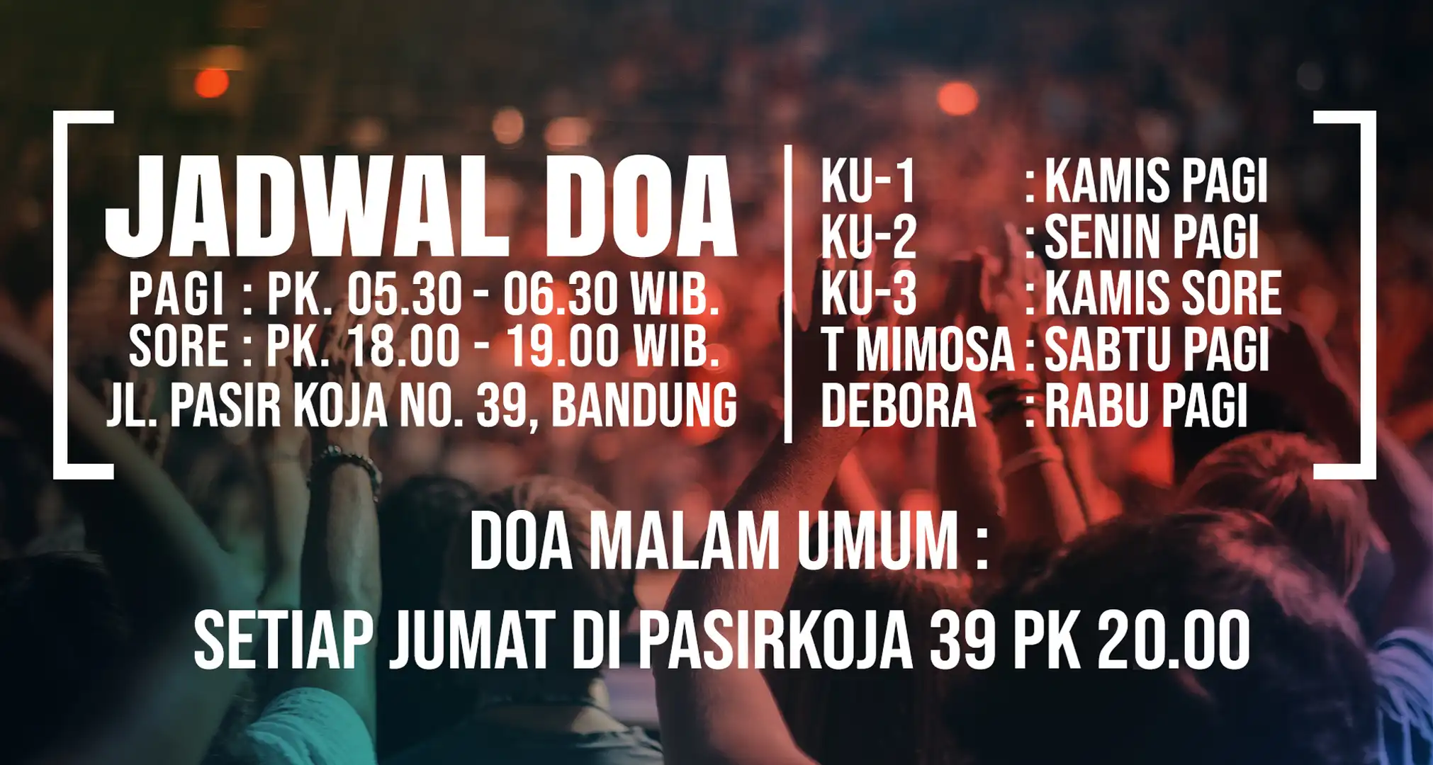 JADWAL DOA - GBI Pasir Koja 39 Bandung